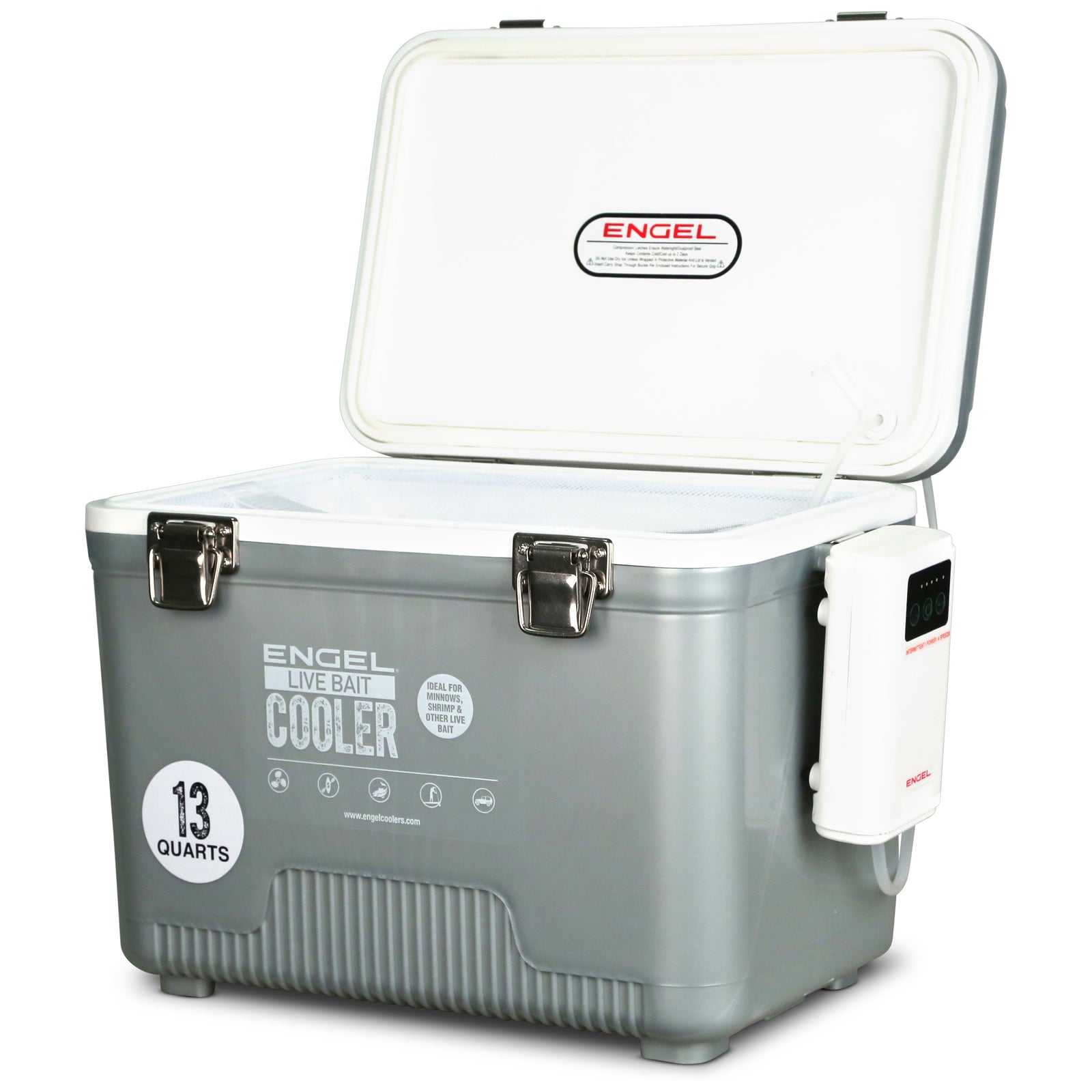 Engel 13Qt Live bait Pro Cooler with AP3 Rechargeable Aerator & Stainl ...