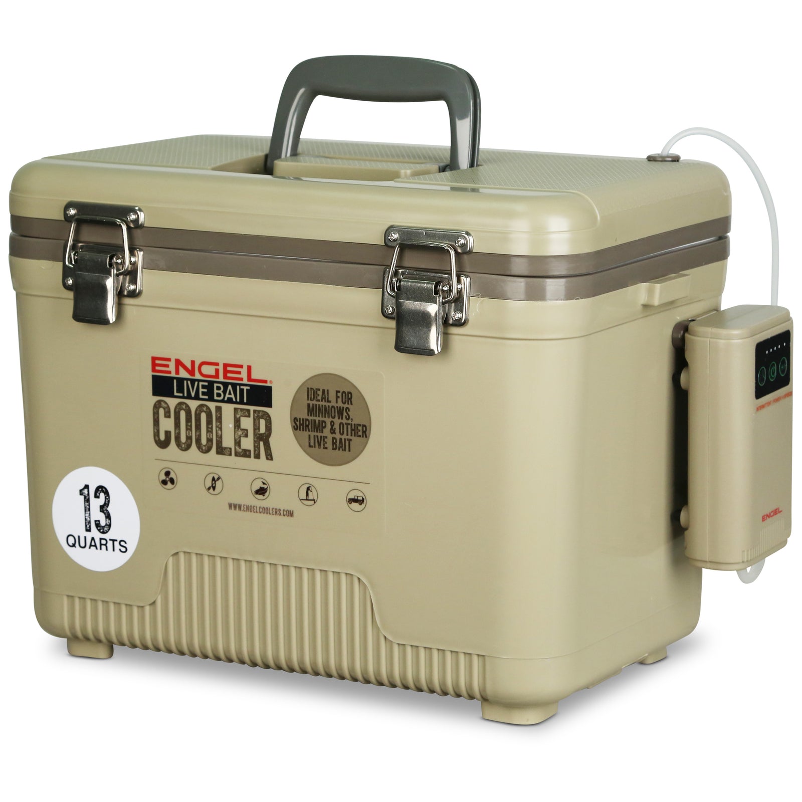 Engel 13Qt Live bait Pro Cooler with AP3 Rechargeable Aerator & Stainl ...