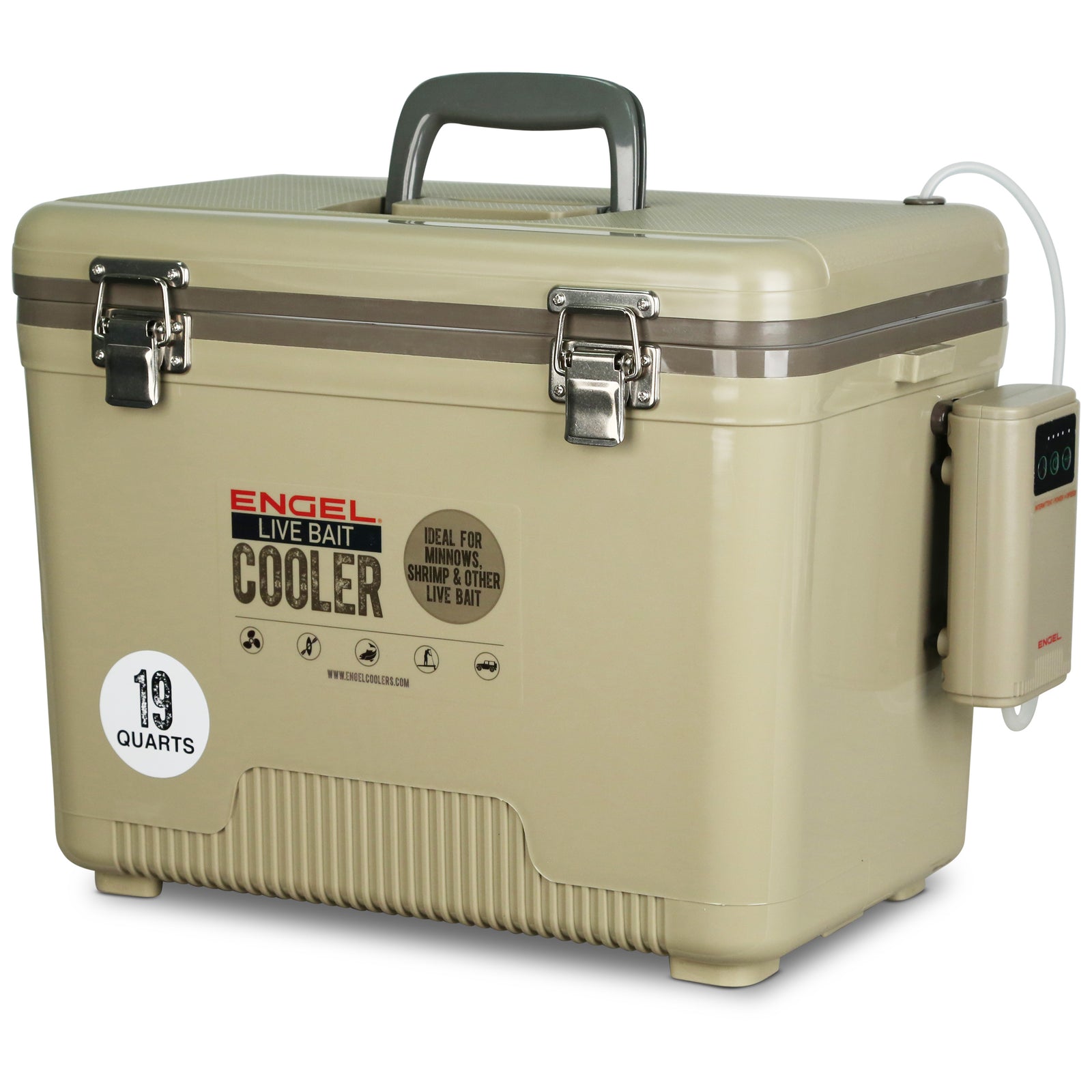 Engel 19Qt Live bait Pro Cooler with AP3 Rechargeable Aerator & Stainl ...